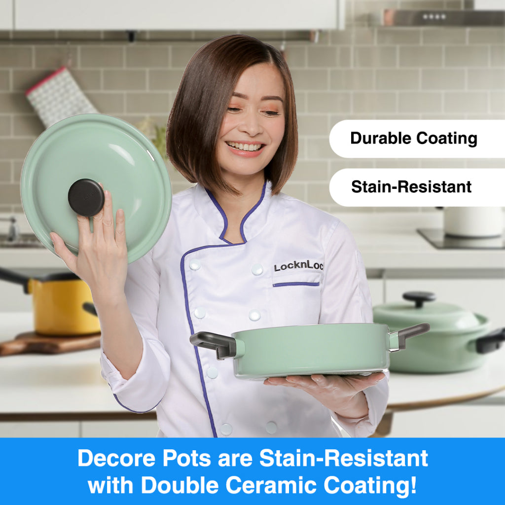 LocknLock Decore Cookware Basic Set of 2 | 18cm Pot + 22cm Wok