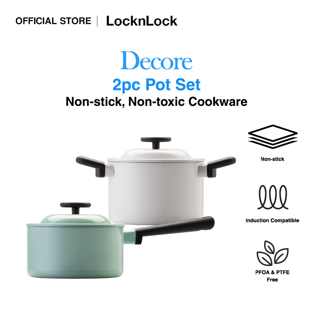 LocknLock Decore Cookware Basic Set of 2 | 18cm Pot + 22cm Wok