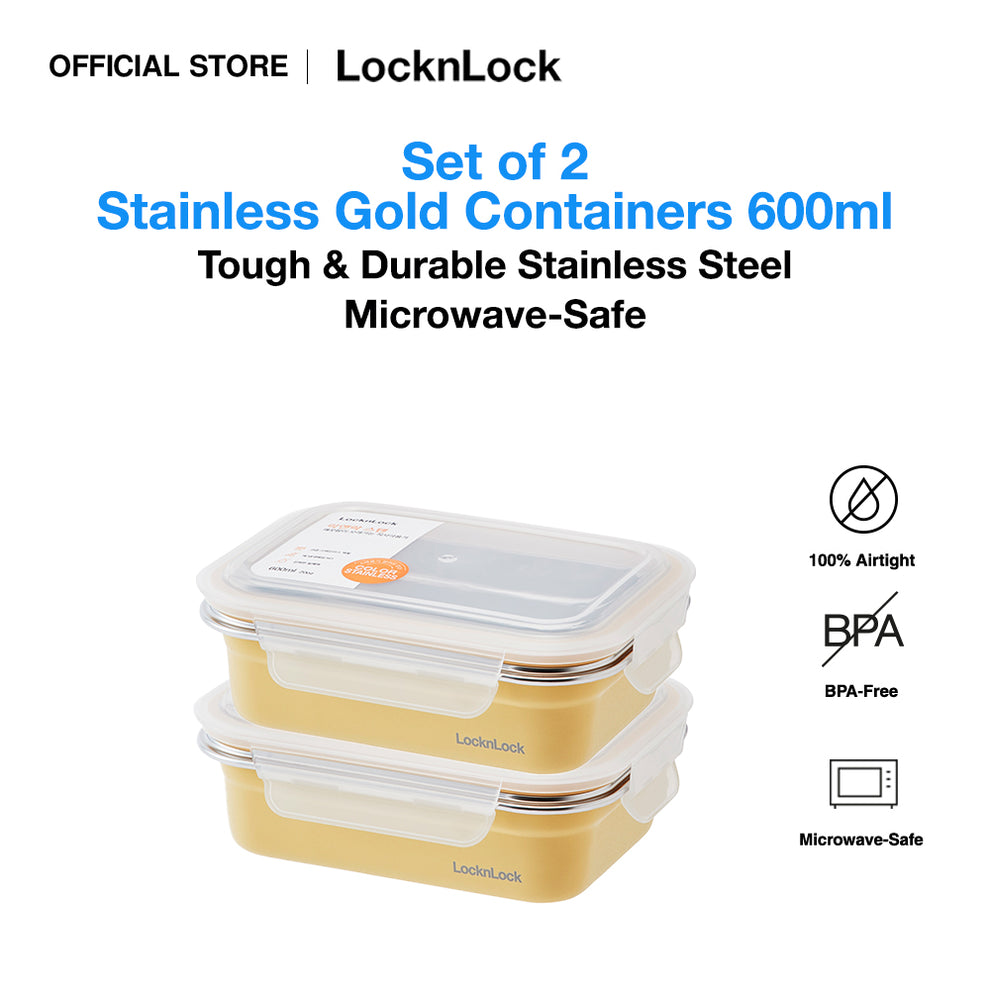 Set of 2 Stainless Gold Container 600ml – LocknLock