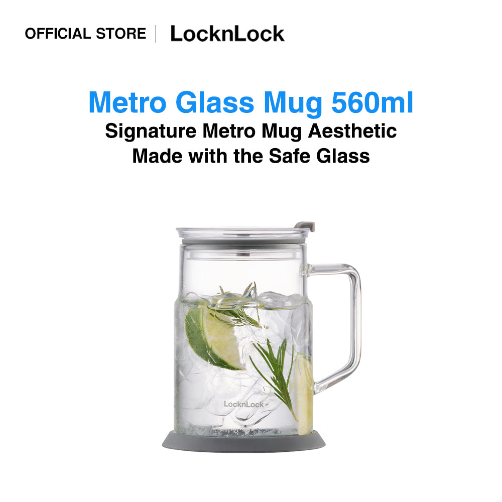 LocknLock Metro Glass Mug for Hot & Cold Drinks