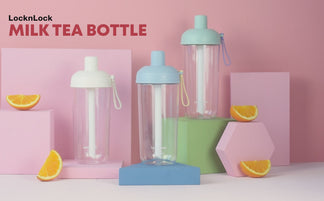LocknLock Milk Tea Bottle 700ml | With Extra Large Straw for Milk Tea,
