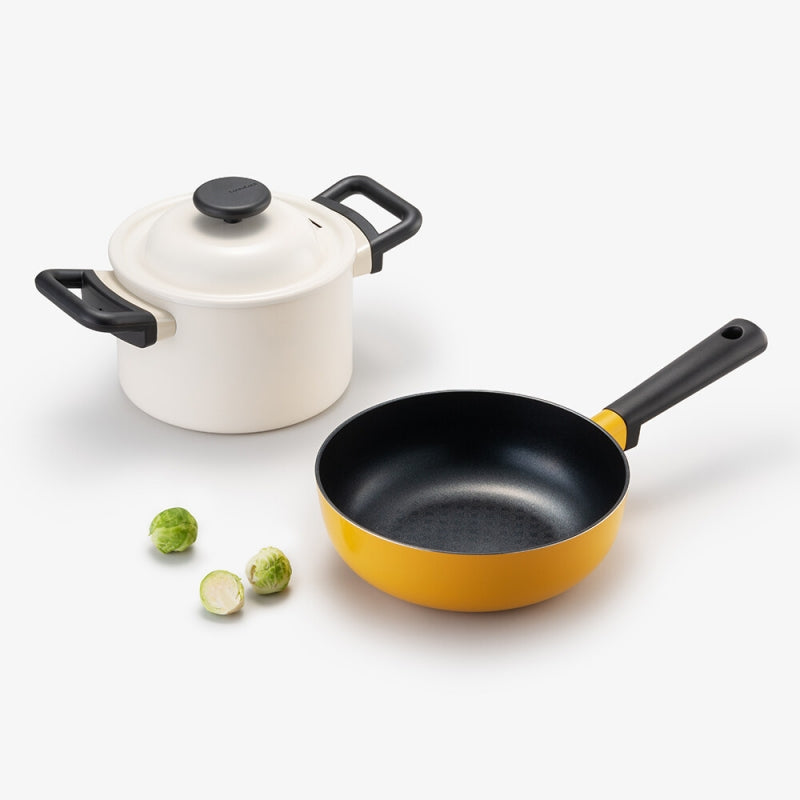 LocknLock Decore Cookware Basic Set of 2 | 18cm Pot + 22cm Wok